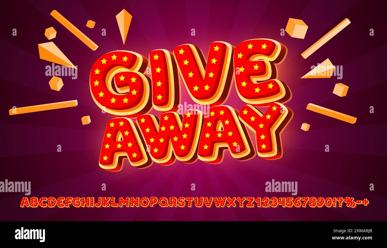 Giveaway font. English alphabet and numbers sign. Vector Stock Vector ...