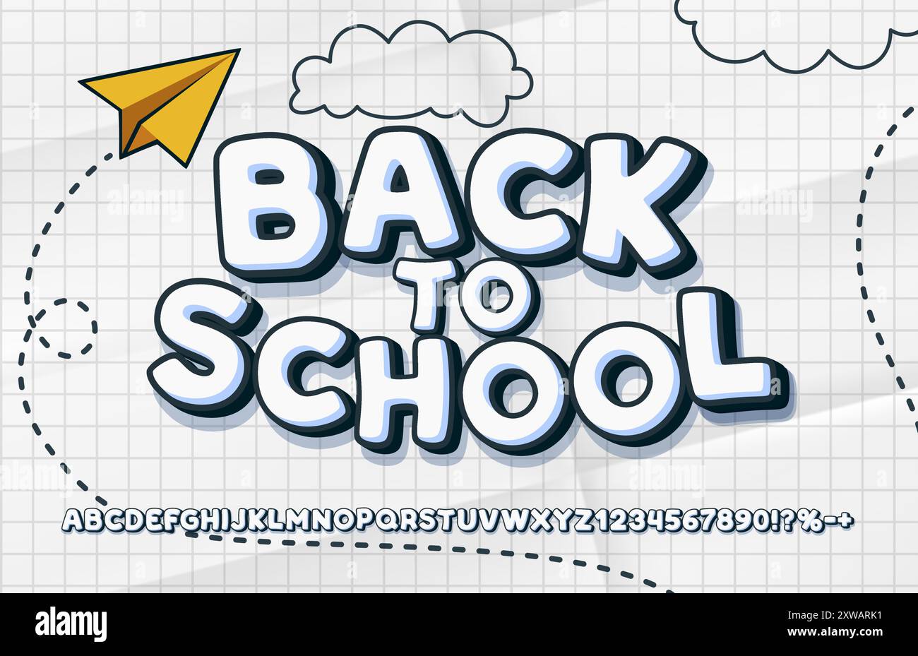 Back to school font. English alphabet and numbers sign. Vector Stock ...