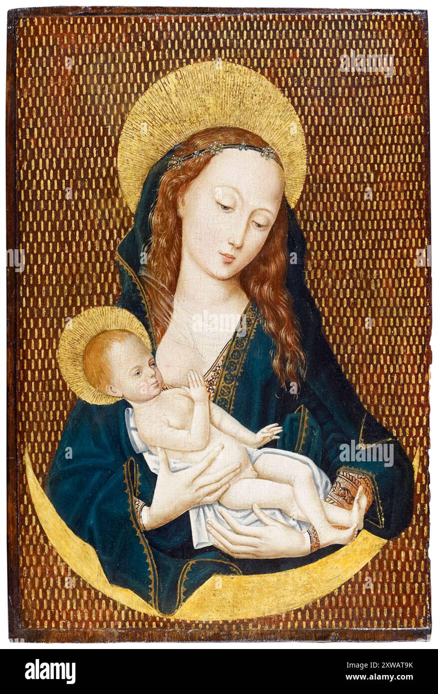 Maria Lactans on a Crescent Moon attributed to the Dutch painter Master of the Legend of the ...