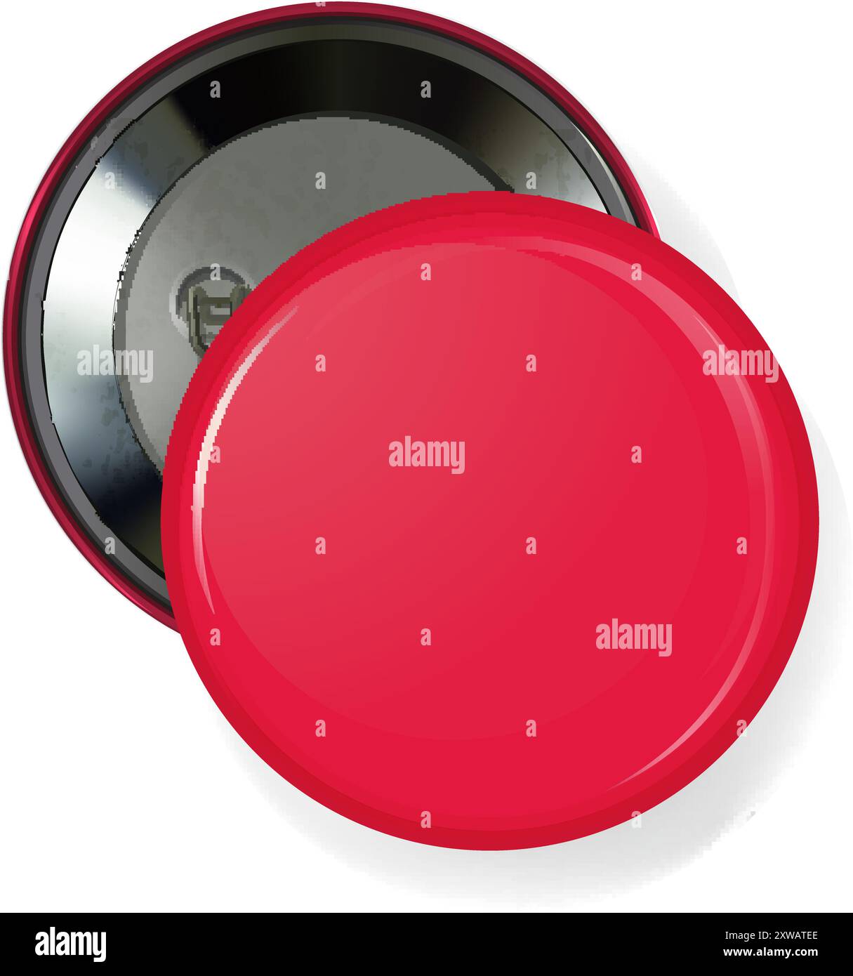 Red metal round pin label realistic mockup Stock Vector Image & Art - Alamy