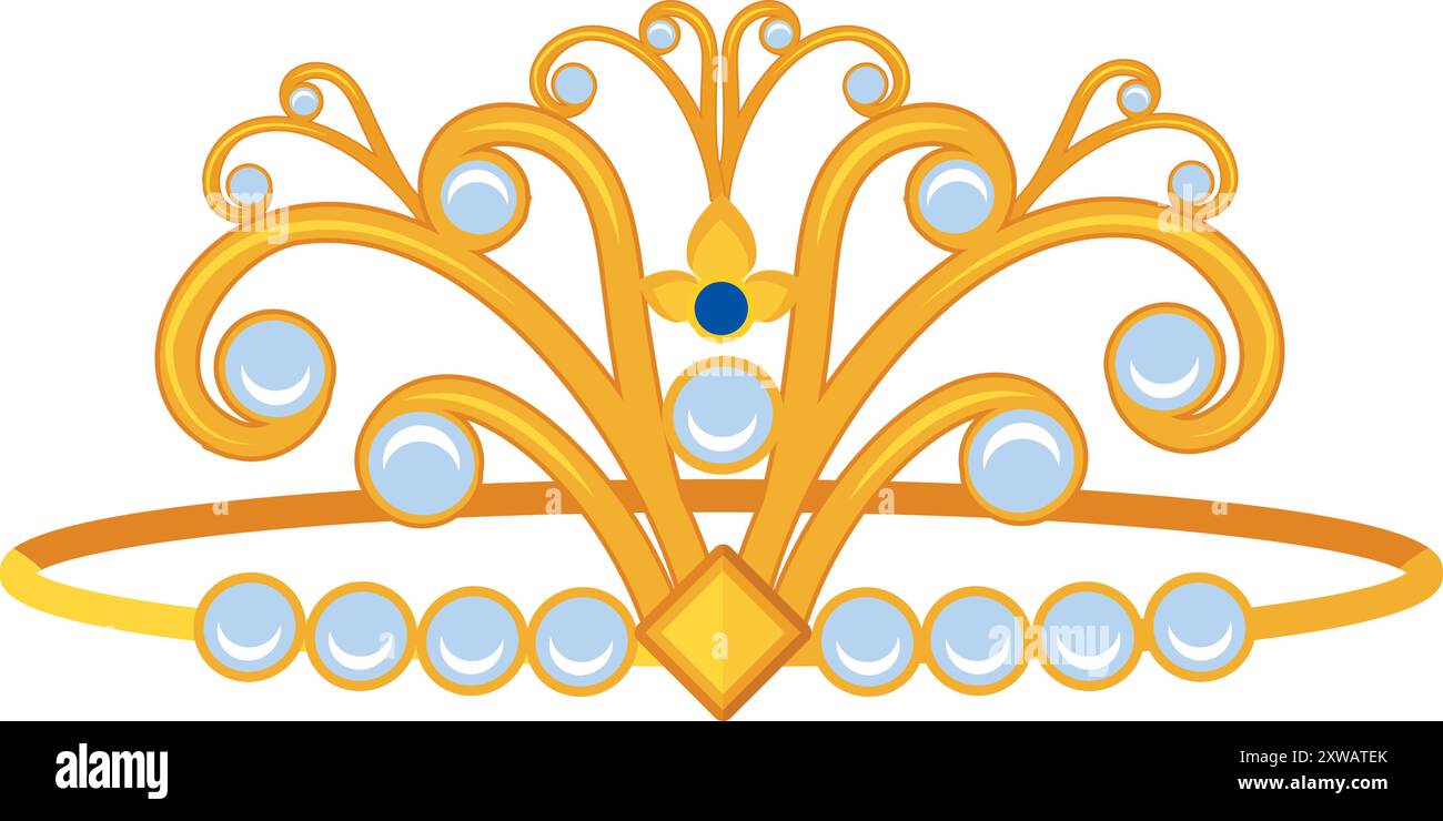 Diamond tiara cartoon icon. Golden princess crown Stock Vector Image ...