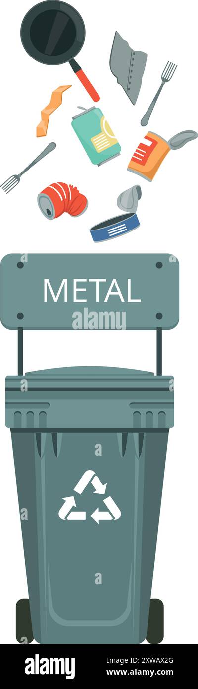 Metal trash can. Waste sorting container for steel recycle Stock Vector Image & Art - Alamy