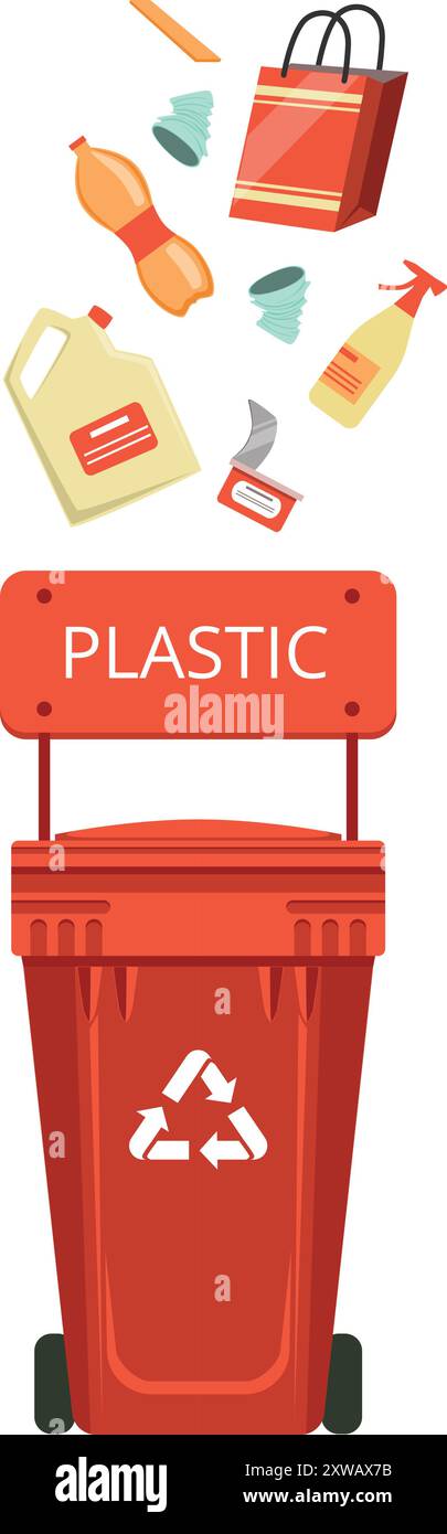 Plastic waste bin. Rubbish recycle. Trash disposal Stock Vector Image ...