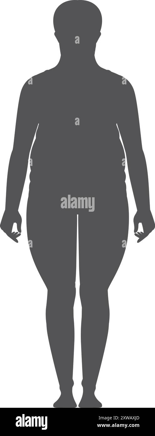 Obese woman figure black silhouette. Body fat Stock Vector Image & Art ...