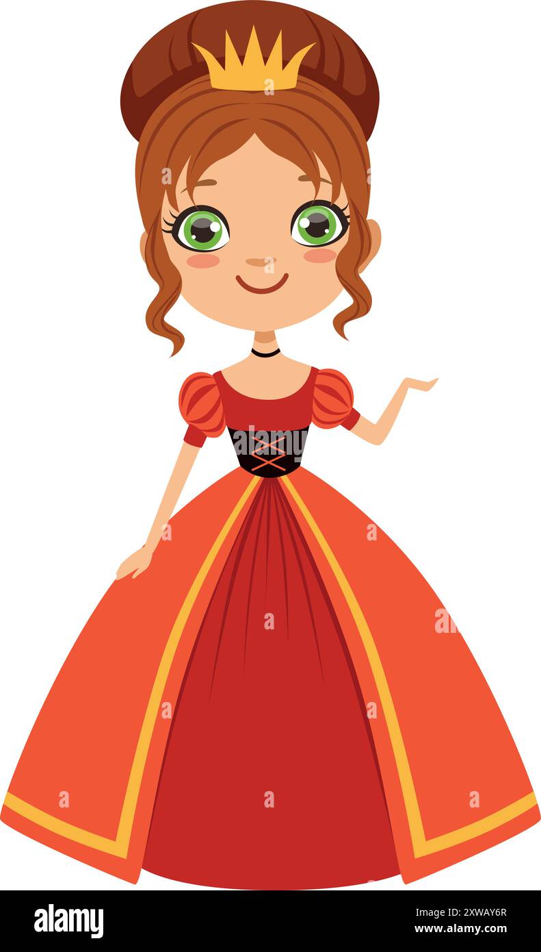 Fantasy princess character. Queen girl in golden crown Stock Vector ...