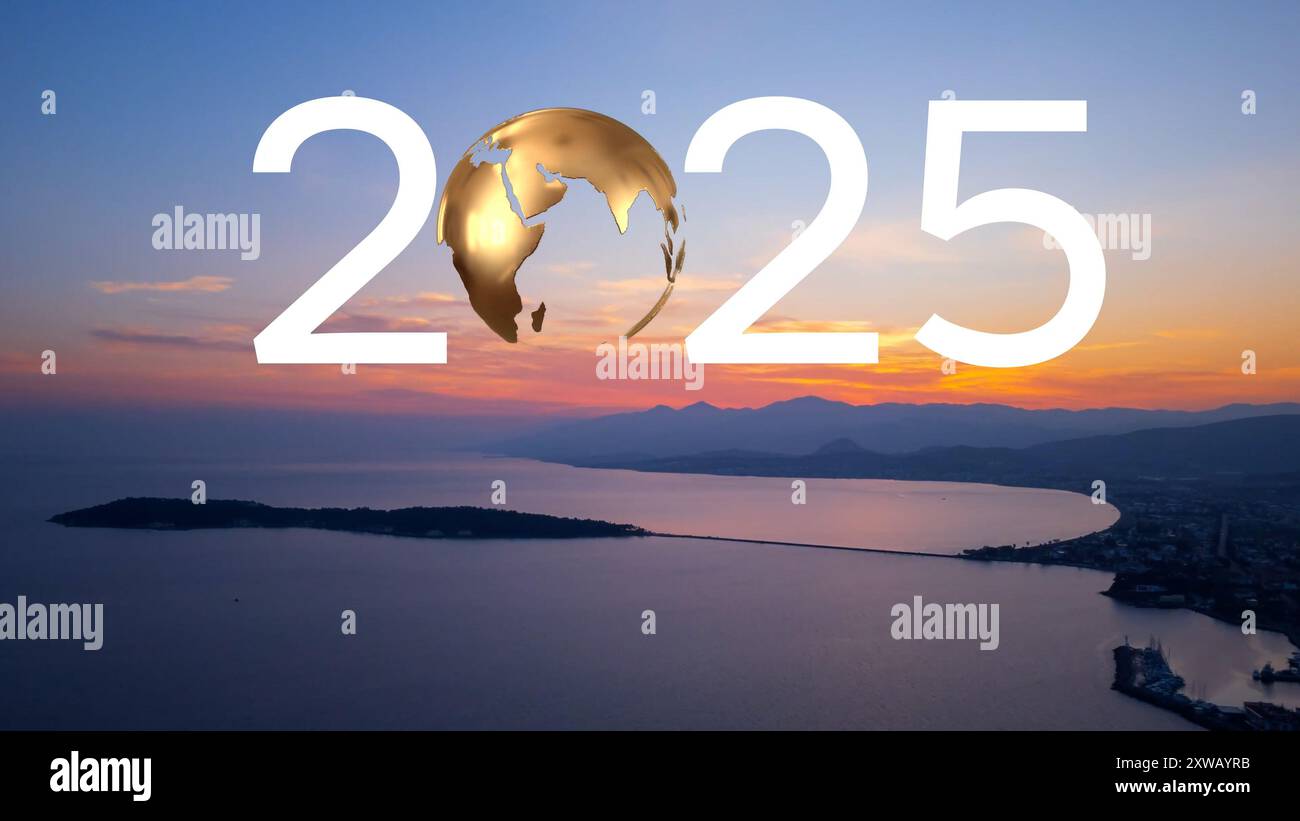 2025 New Year concept. Environmental technology concept. Sustainable ...