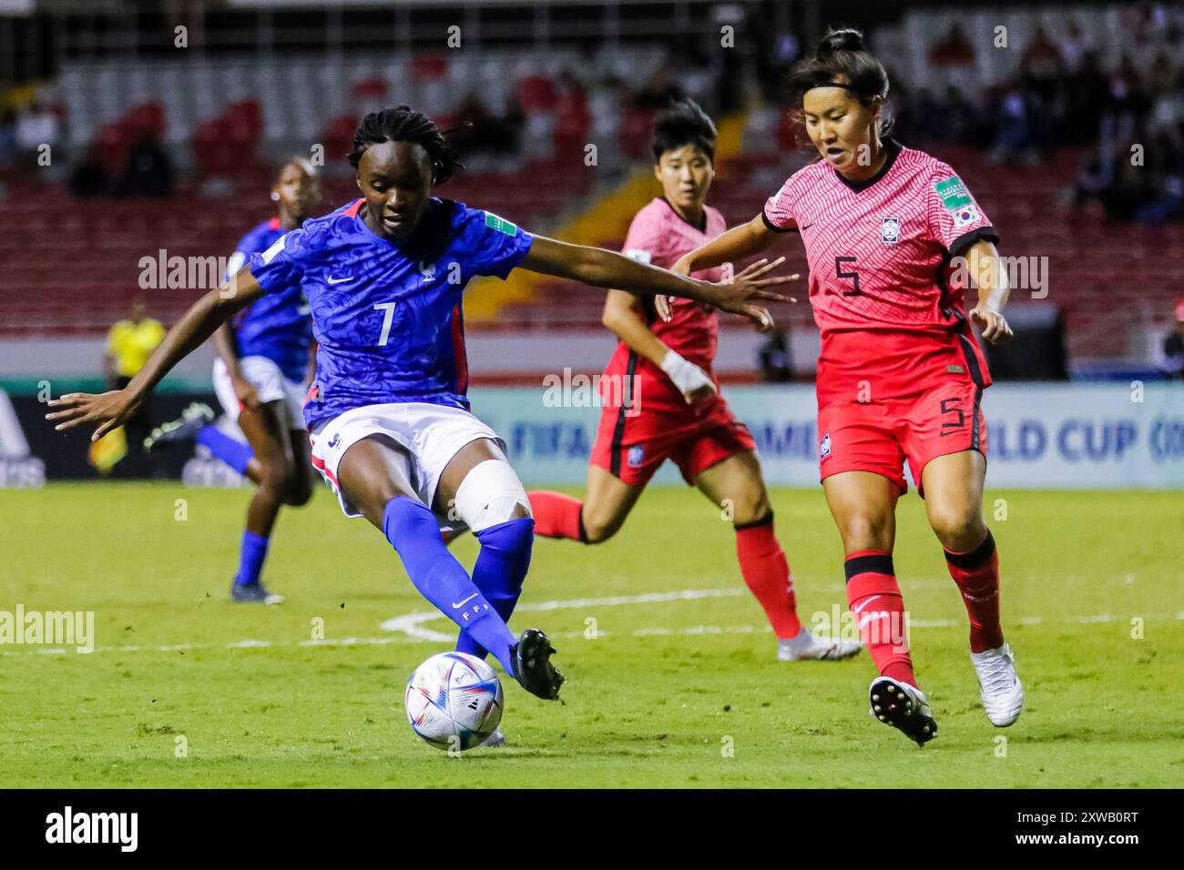 Esther Mbakem Niaro of France and Suin Lee of Korea Republic during the FIFA U-20 Women's World ...