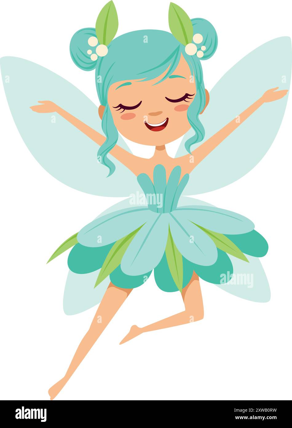 Magic girl character. Winged flower cartoon fairy Stock Vector Image ...