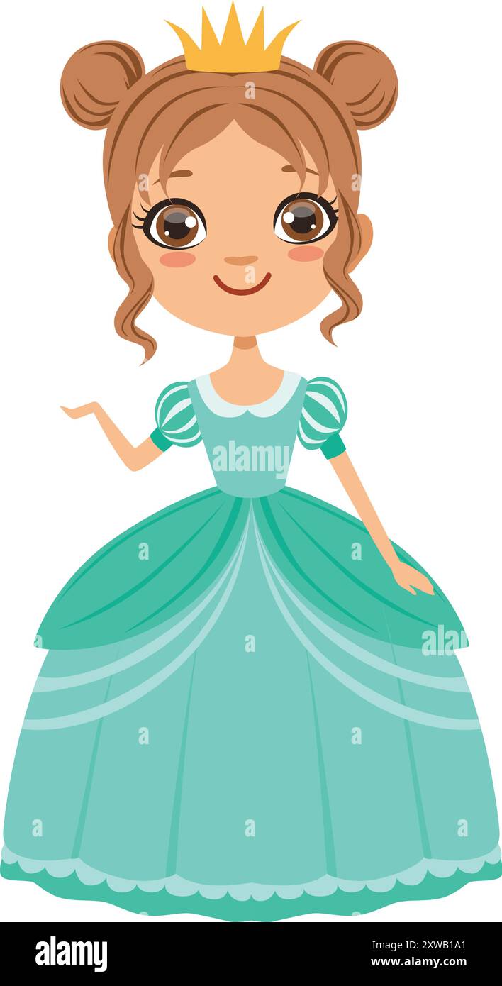 Fairytale princess. Cute cartoon girl in royal dress Stock Vector Image ...