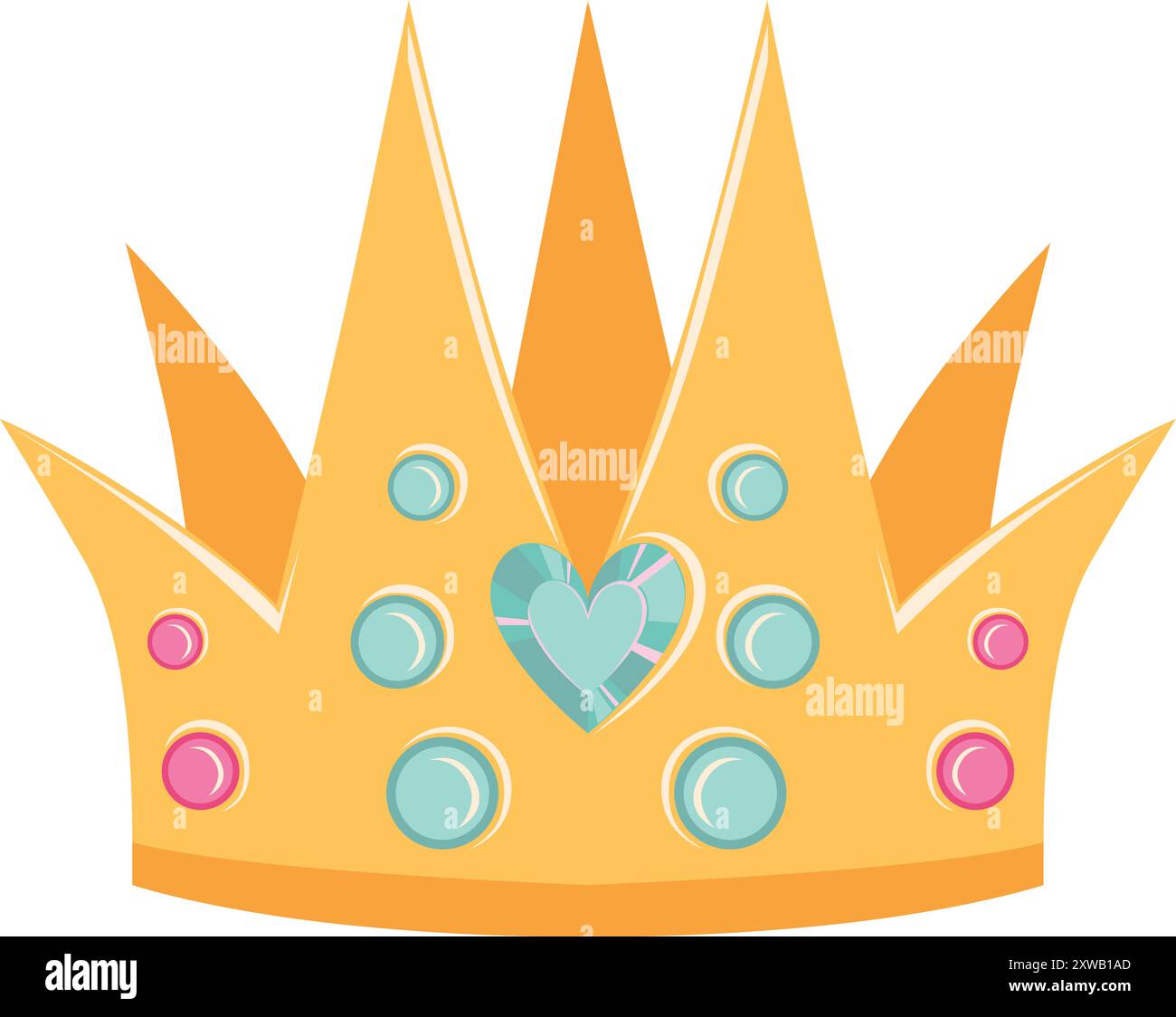 Princess crown cartoon icon. Golden gemstone diadem Stock Vector Image ...