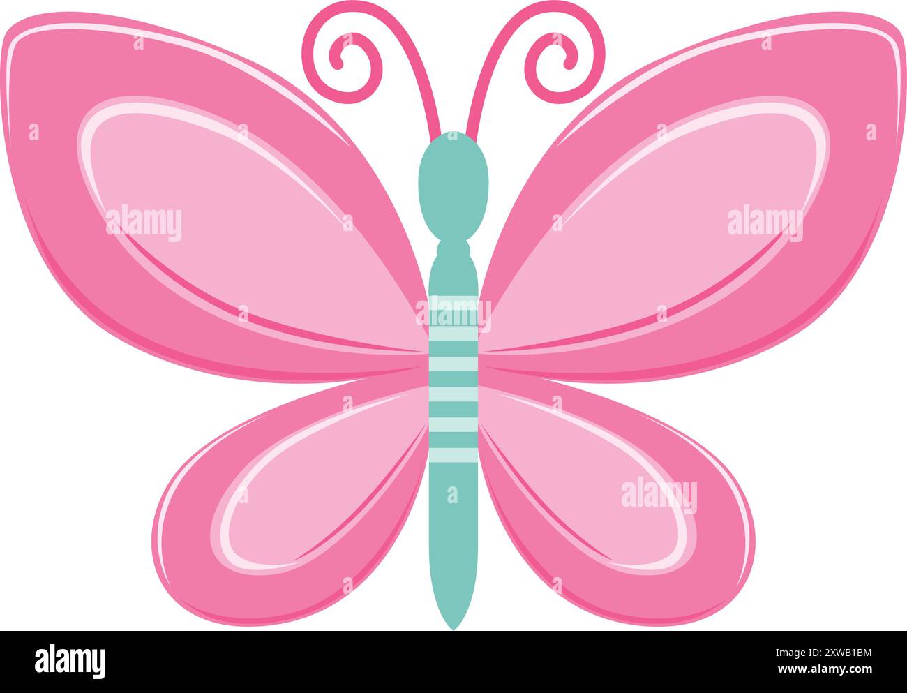 Pink butterfly icon. Summer winged flying insect Stock Vector Image ...