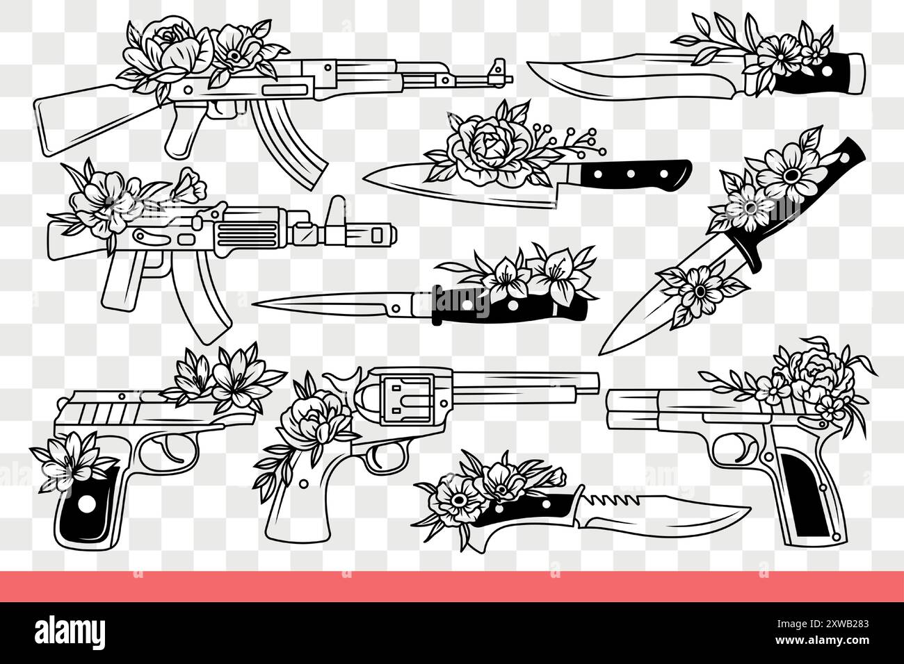 Firearms and bladed weapons for soldiers using pistols and knives or ...