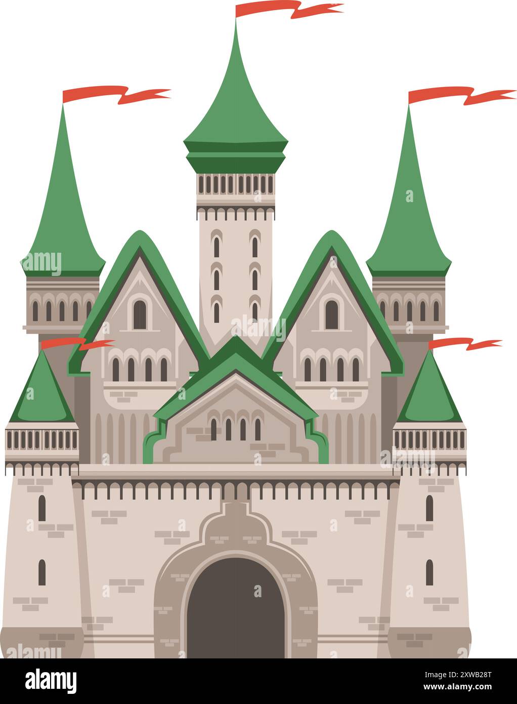 Medieval kingdom architecture. Royal castle cartoon towers Stock Vector ...
