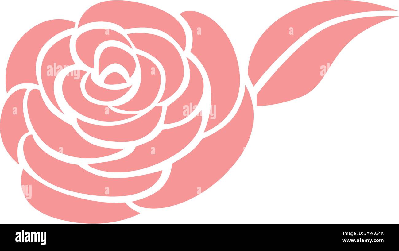 Stylized rose icon. Pink flower decoration element Stock Vector Image ...