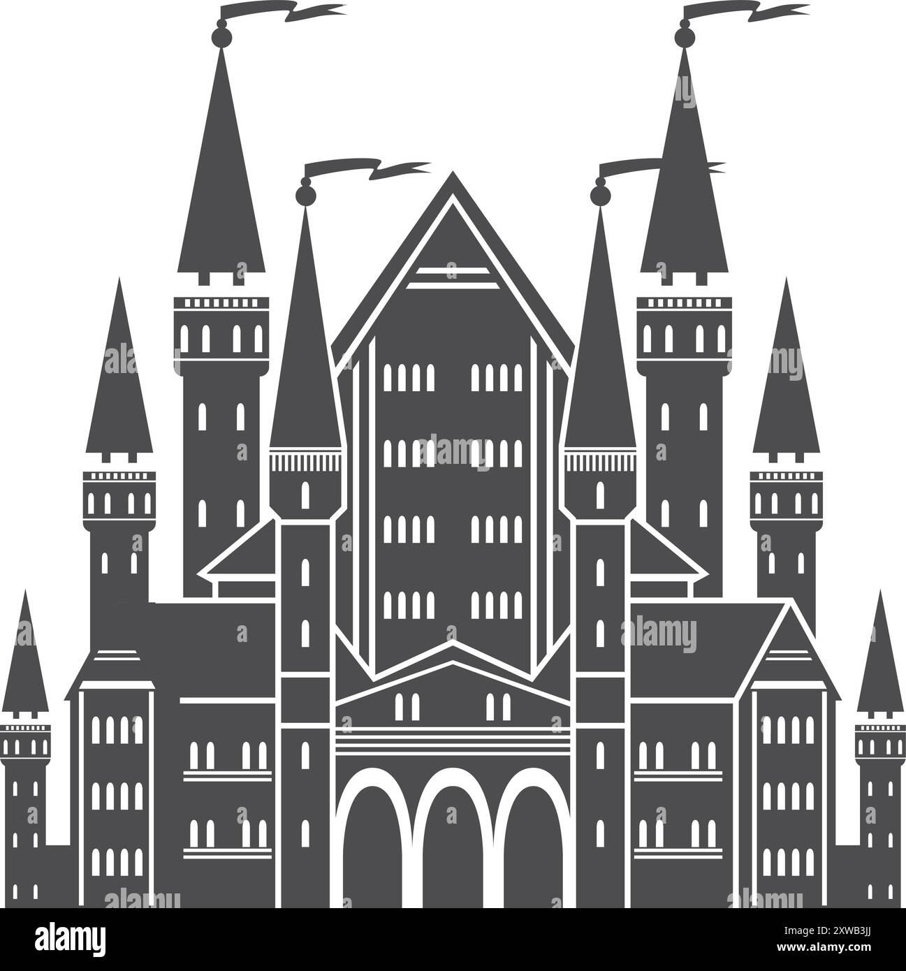 Fantasy citadel black icon. Medieval castle silhouette Stock Vector Image & Art - Alamy
