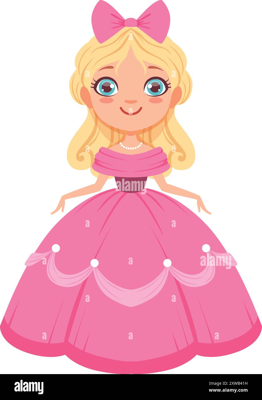 Cute girl in pink dress. Cartoon fairytale character Stock Vector Image ...