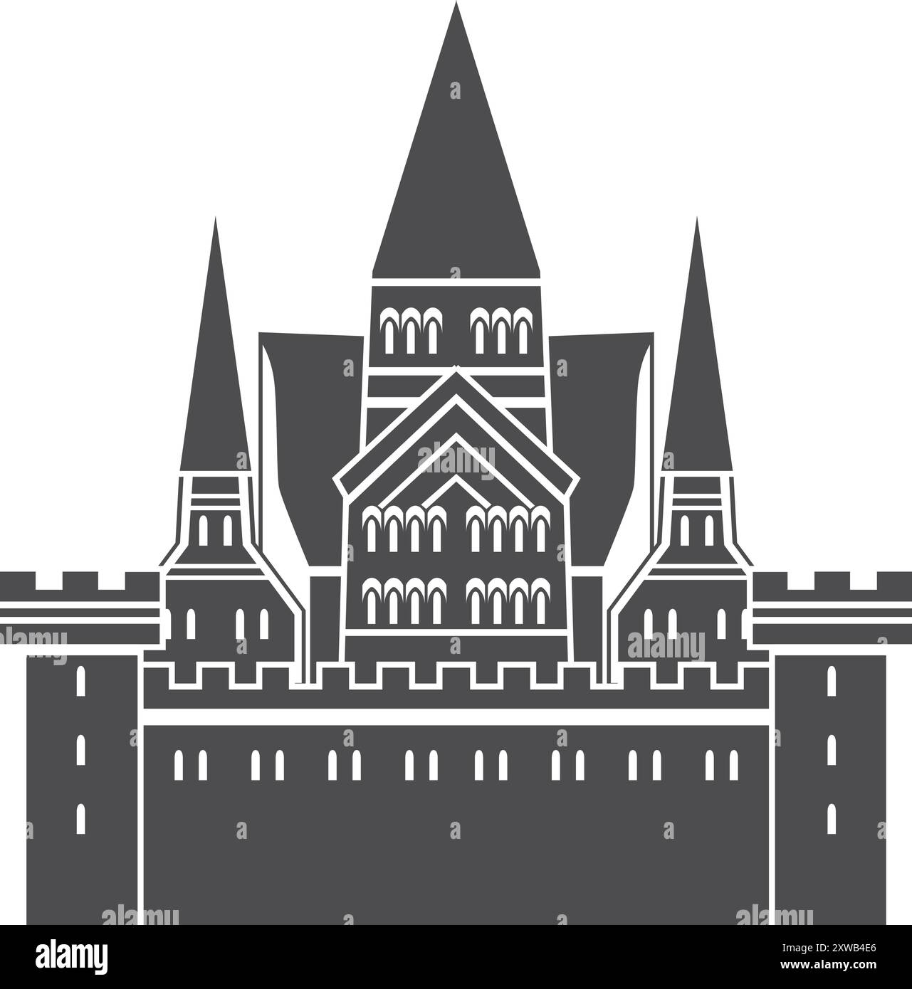 Medieval fortress black silhouette. Stronghold building icon Stock Vector Image & Art - Alamy