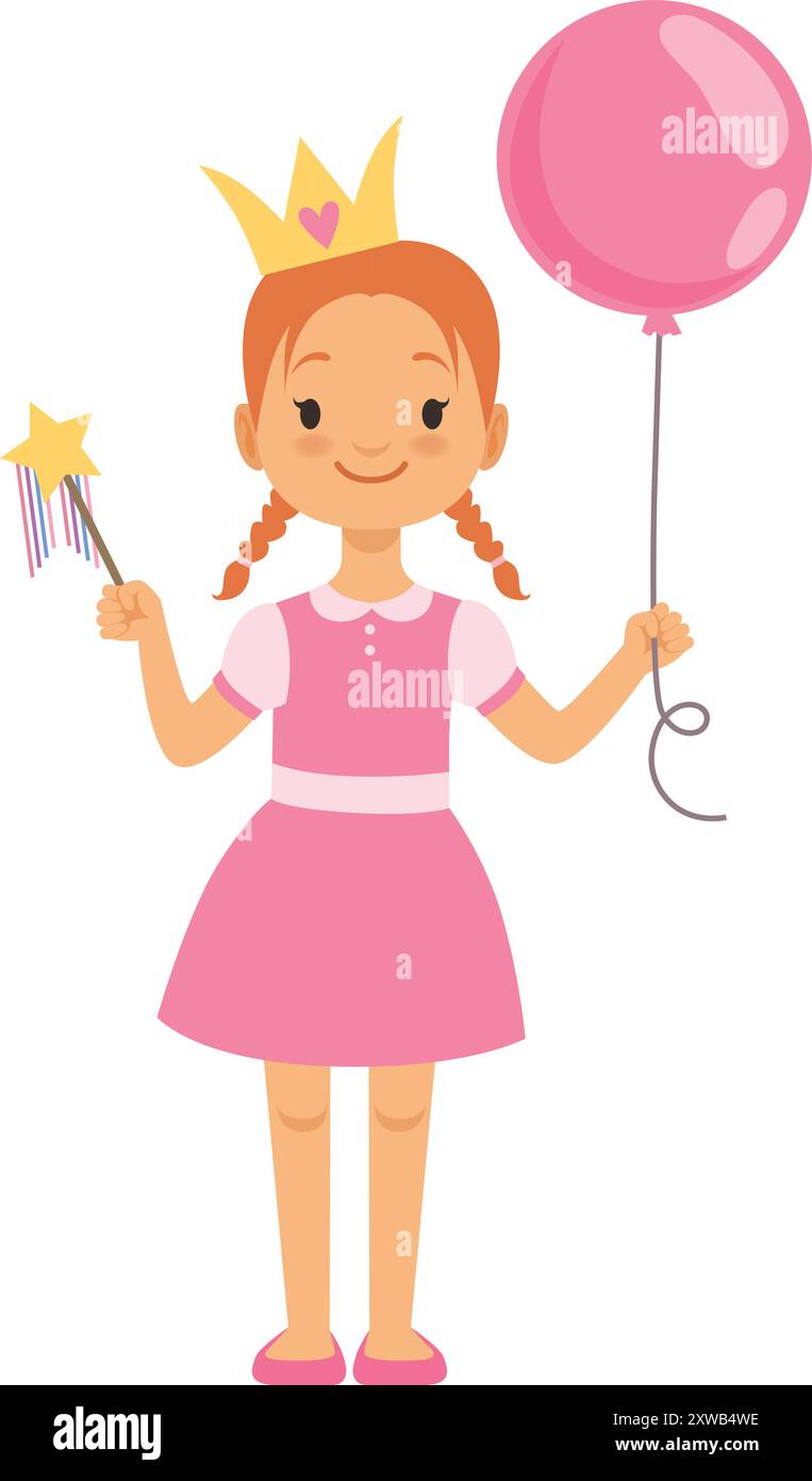 Cute girl in princess costume. Magic character dress Stock Vector Image ...