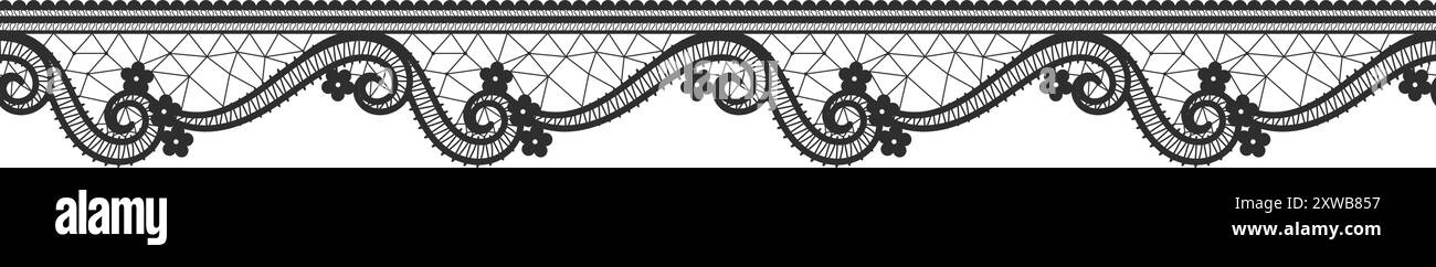 Seamless lace top border. Romantic pattern with black mesh Stock Vector ...