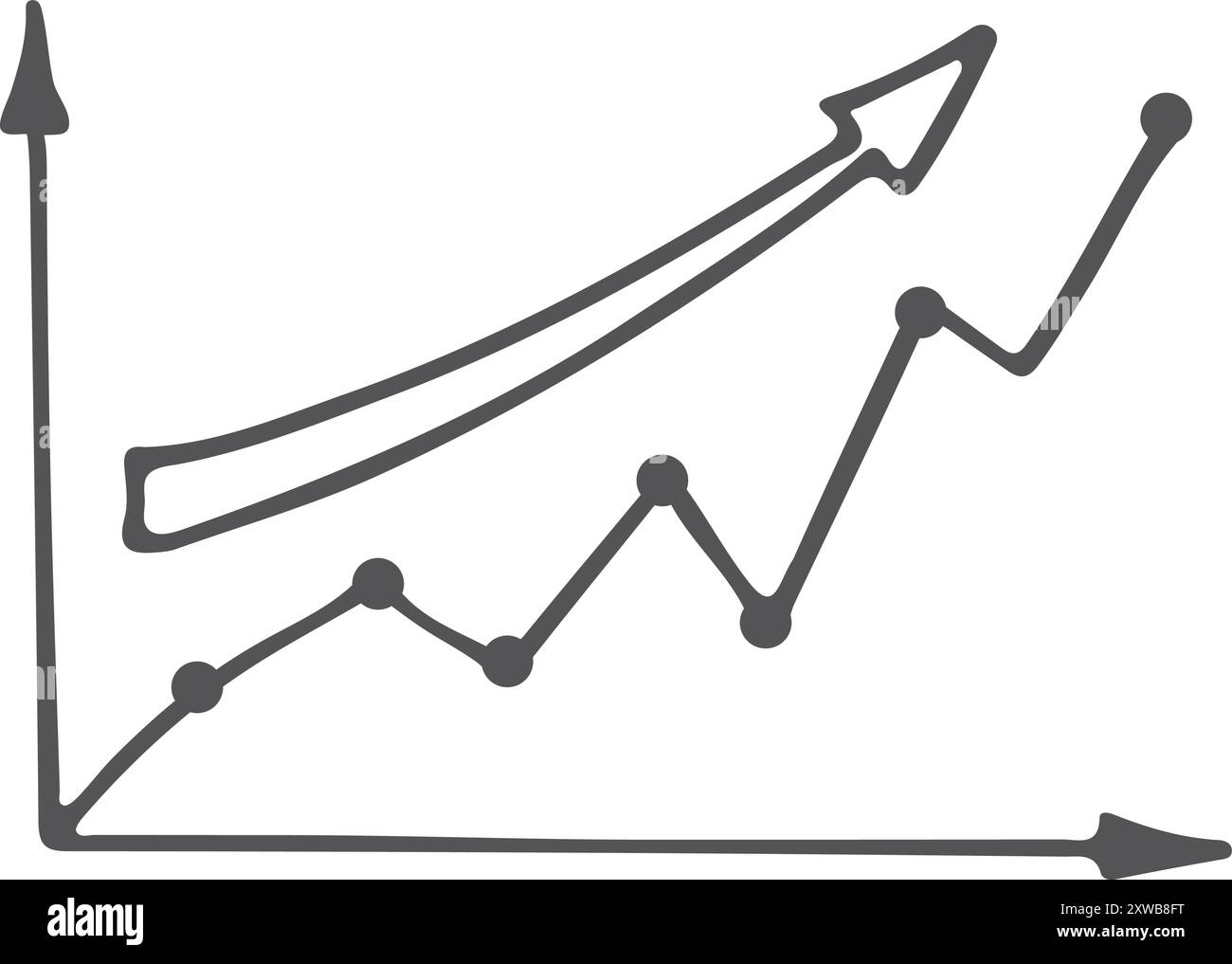 Linear graph with arrow. Financial growth doodle icon Stock Vector ...