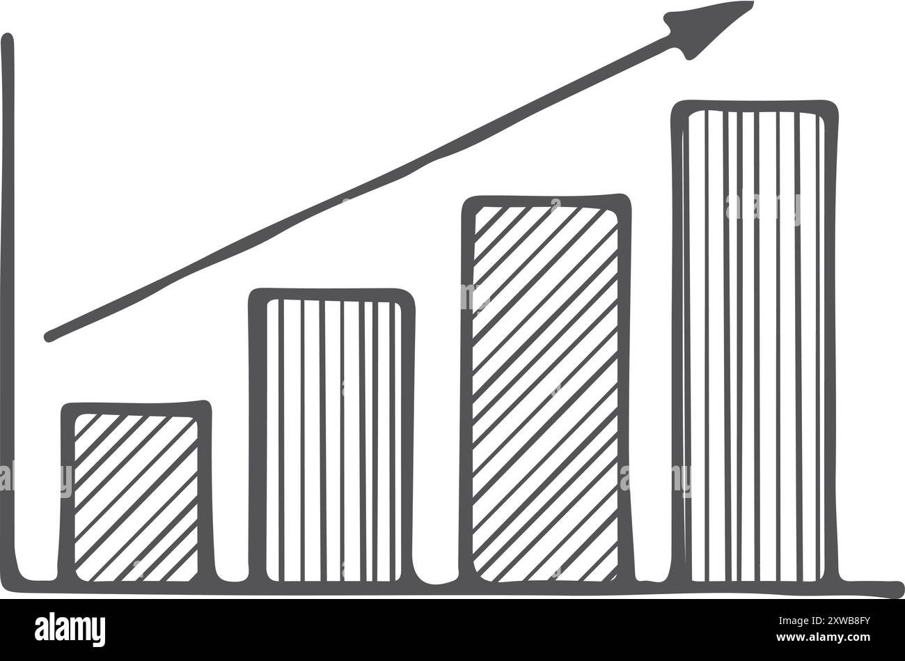Column chart doodle. Business report drawn icon Stock Vector Image ...