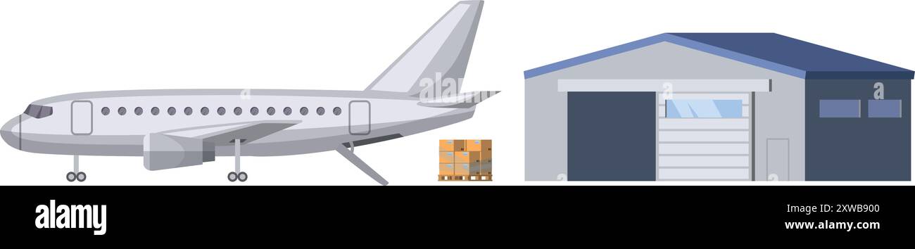 Cargo plane loading. Shipping warehouse industrial transport Stock ...