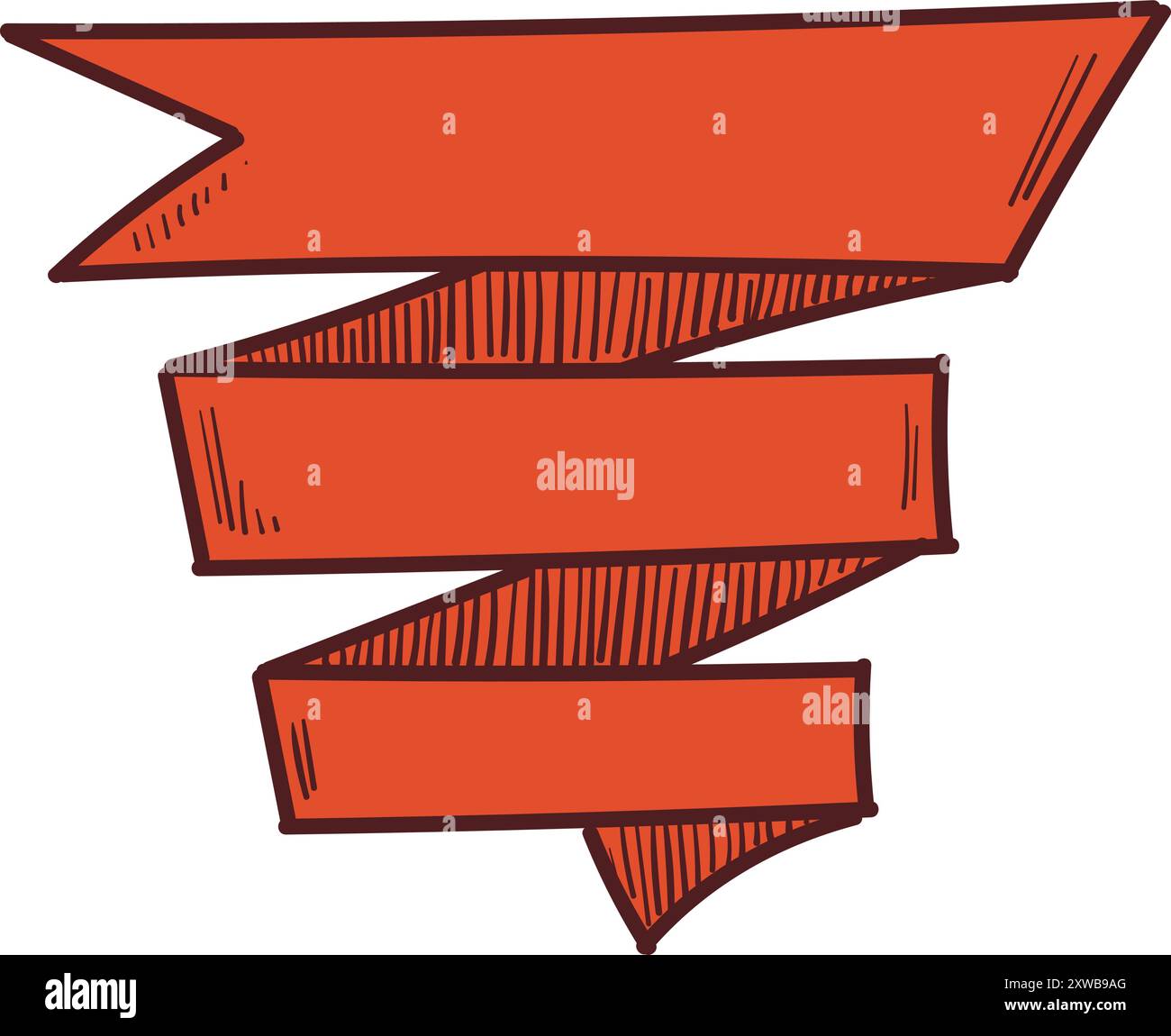 Red ribbon flag banner in hand drawn sketch style Stock Vector Image ...