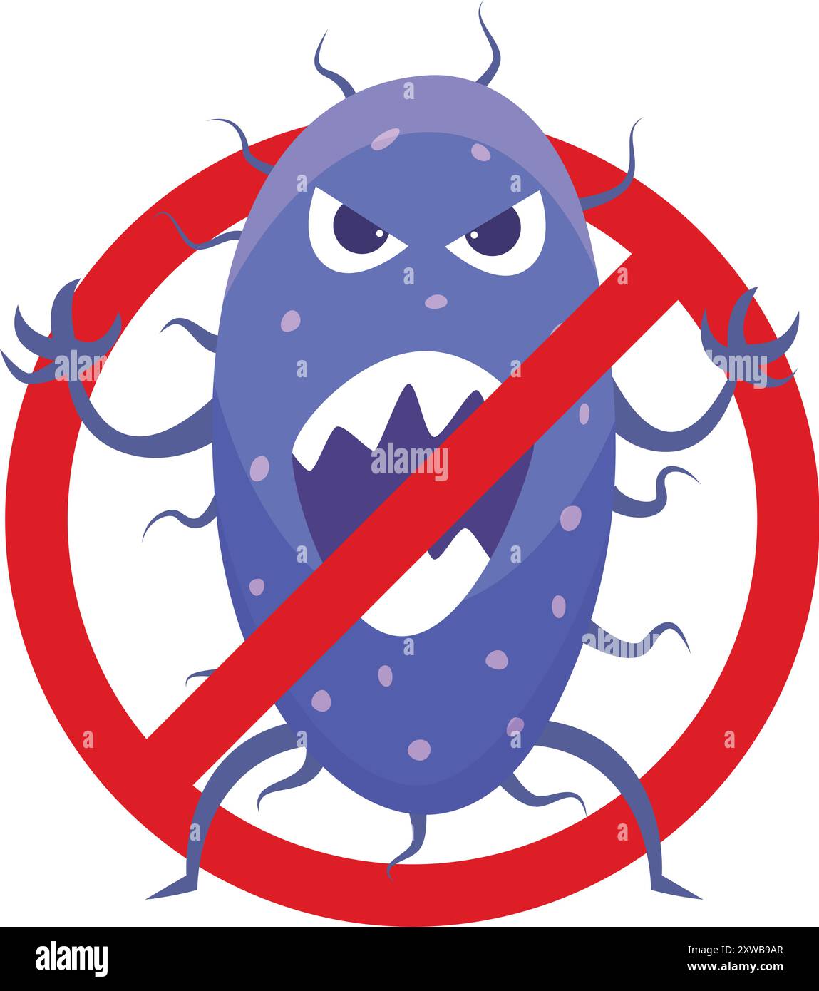Anti microbe sign. Cartoon bacteria forbidden icon Stock Vector Image ...