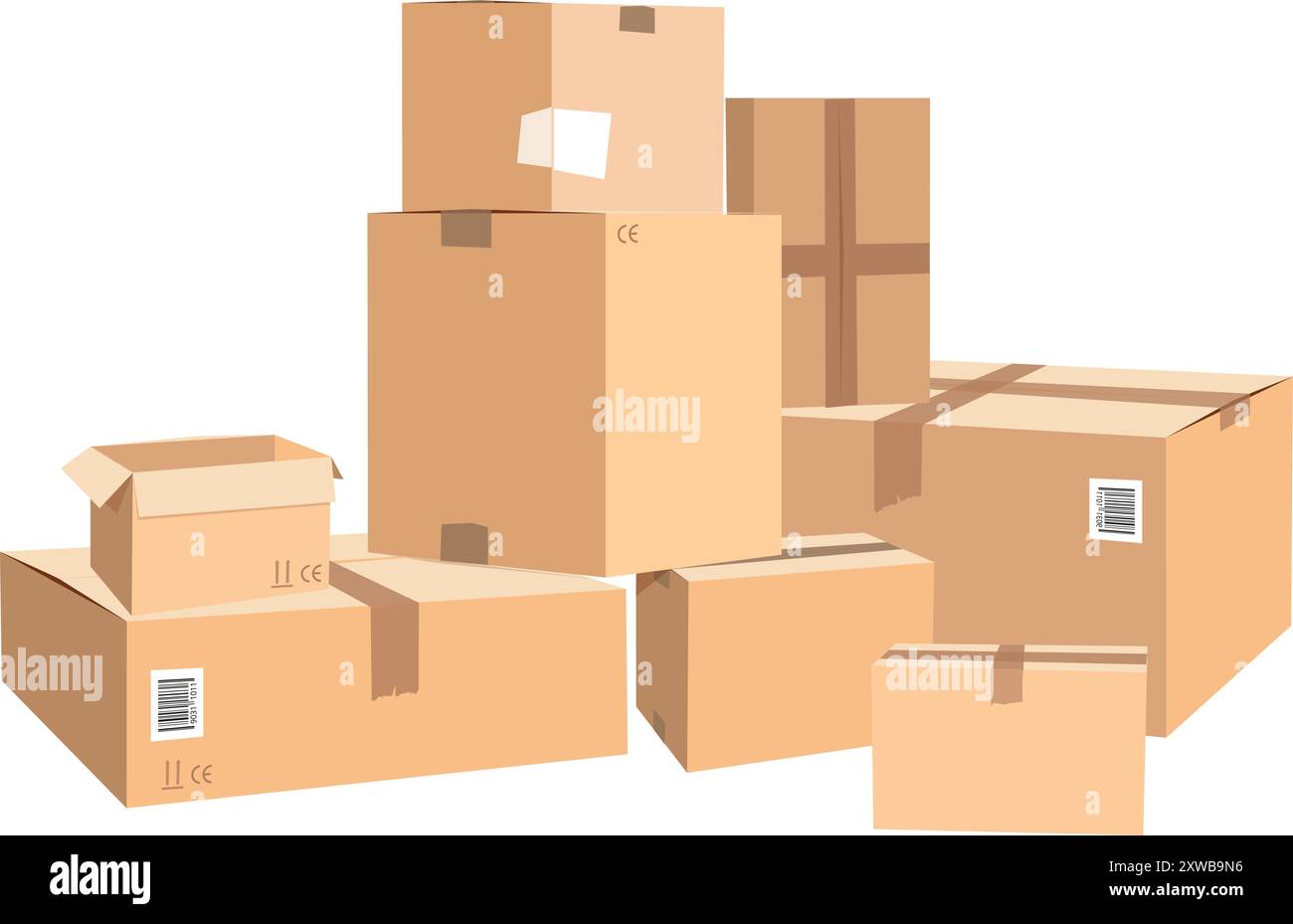 Cardboard boxes pile cartoon icon. Cargo crates Stock Vector Image ...