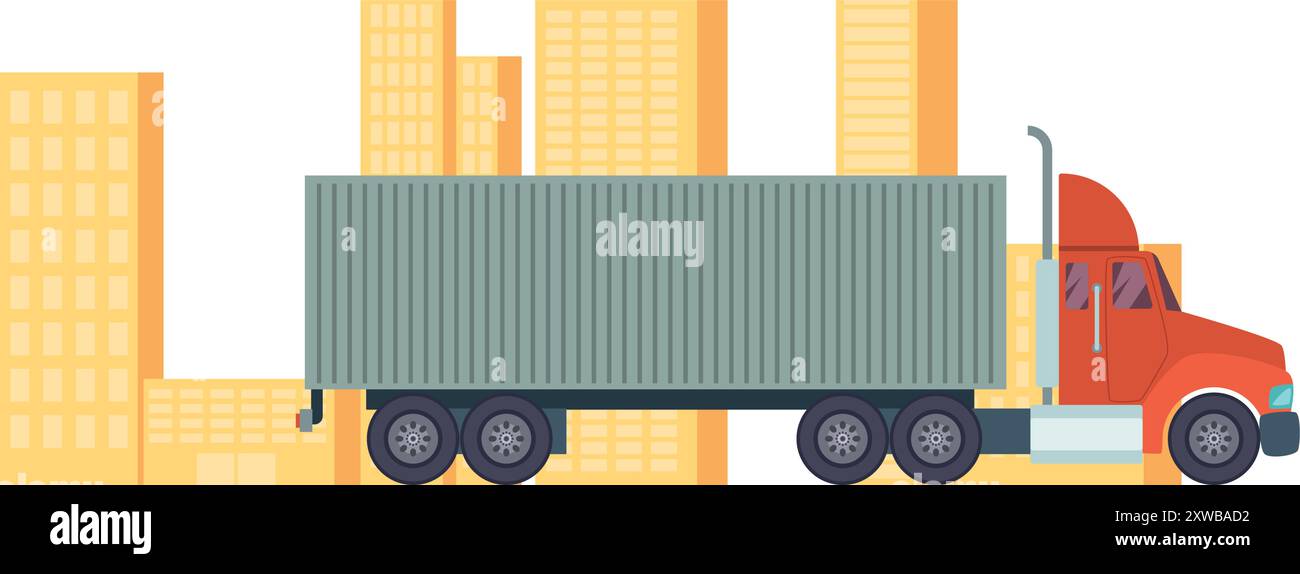Trailer truck riding. Cargo shipping lorry transport Stock Vector Image ...