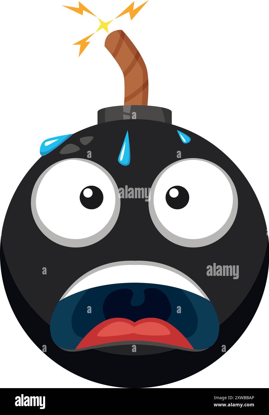 Scared bomb cartoon emoji. Comic black ball with burning cord Stock ...