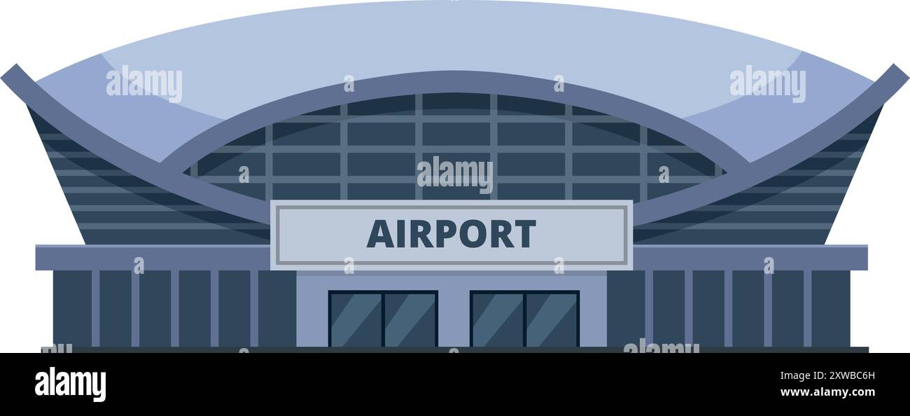 Airport cartoon building facade. Urban building front Stock Vector ...