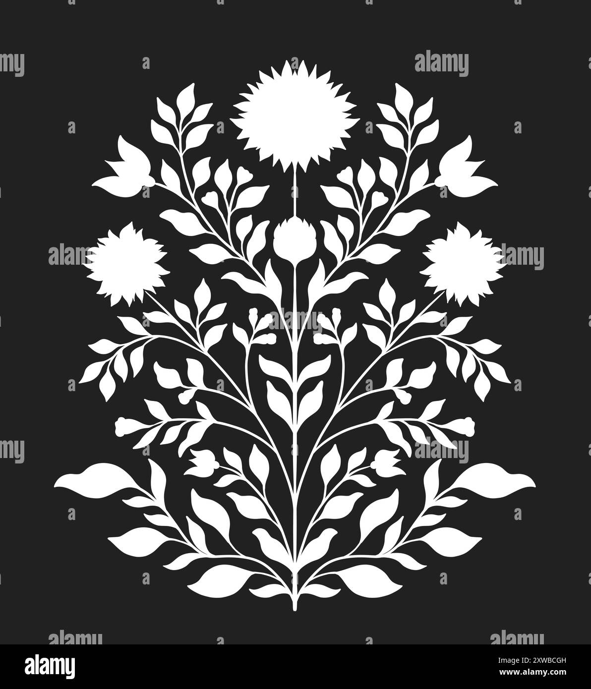 Mughal Decorative Ornamental Floral Vintage Intricate Traditional Mughal Style With Flowers And