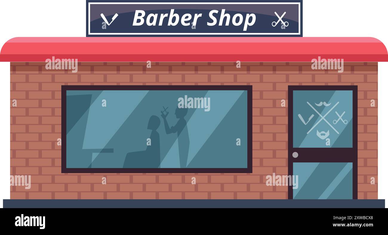 Barbershop facade. Beauty salon building front view Stock Vector Image ...