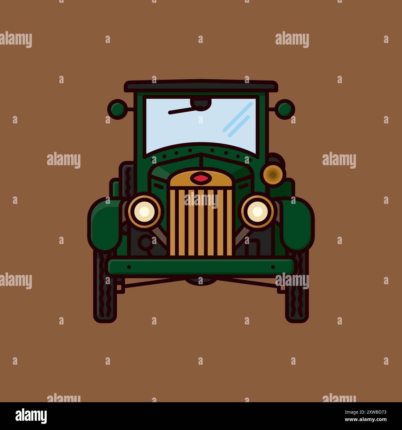 Vintage car from early 20th century frontal view vector illustration ...