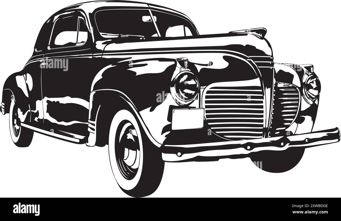 Vintage american muscle car from the 1960s low angle left frontal view ...