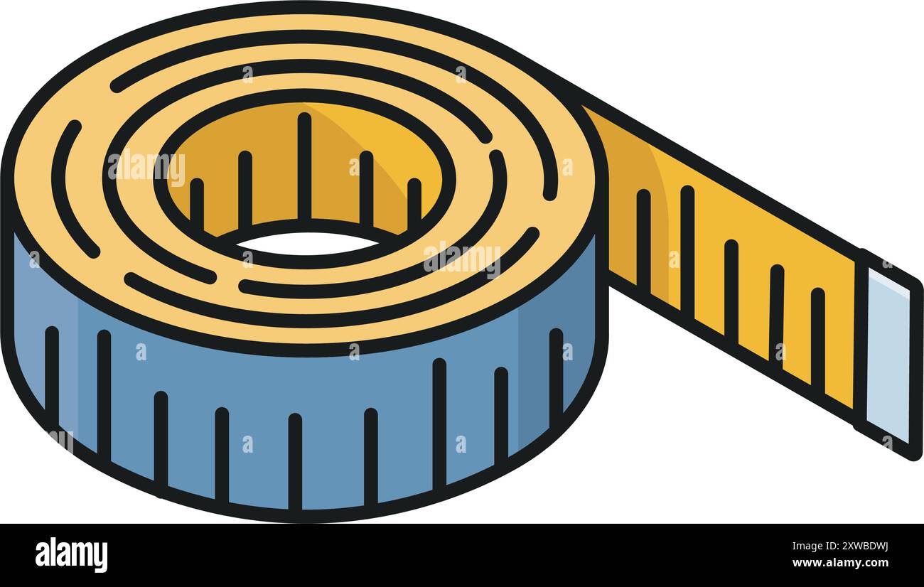 Rolled tape measure isolated vector illustration for tape Measure Day on July 14 Stock Vector ...