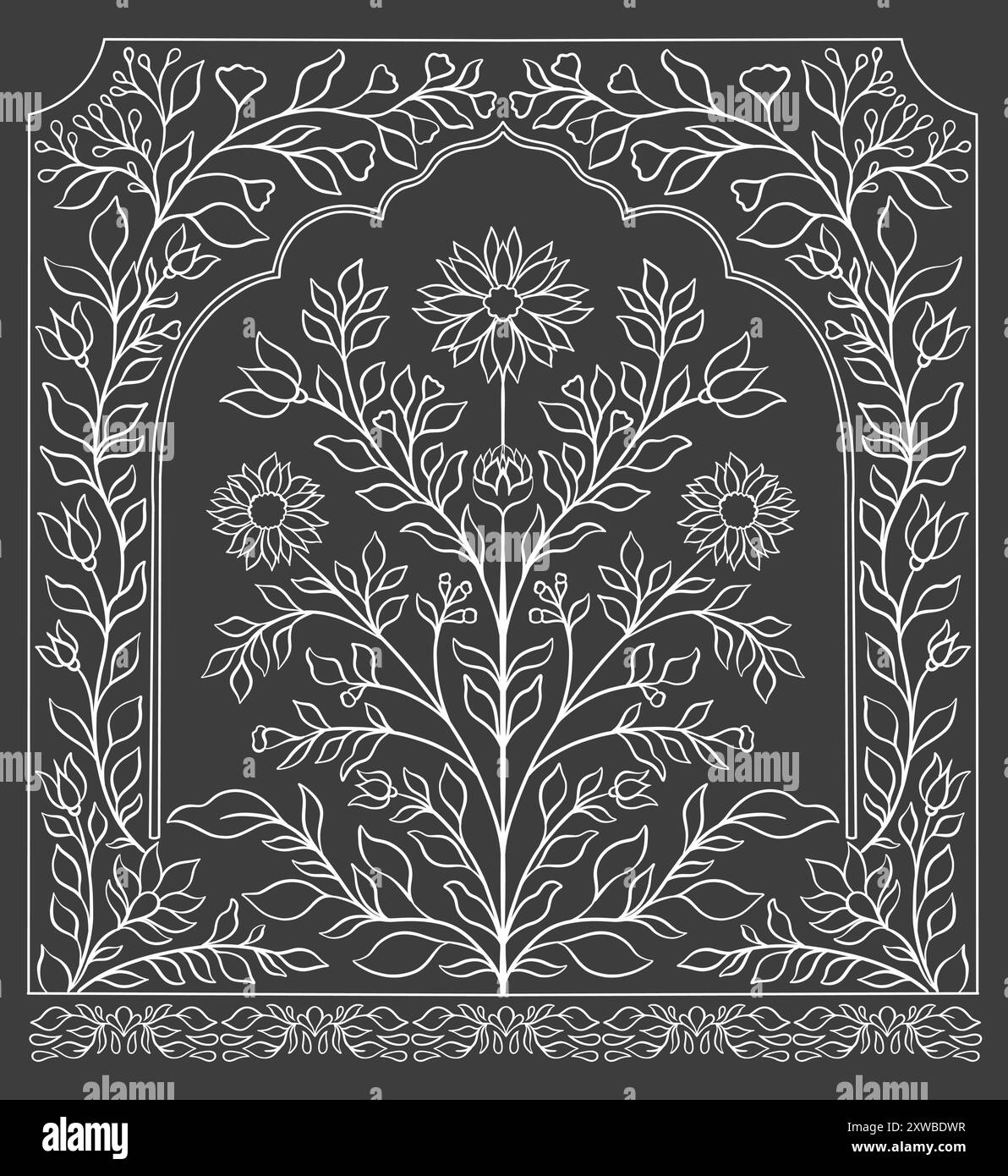 Mughal decorative ornamental floral. Vintage intricate traditional ...