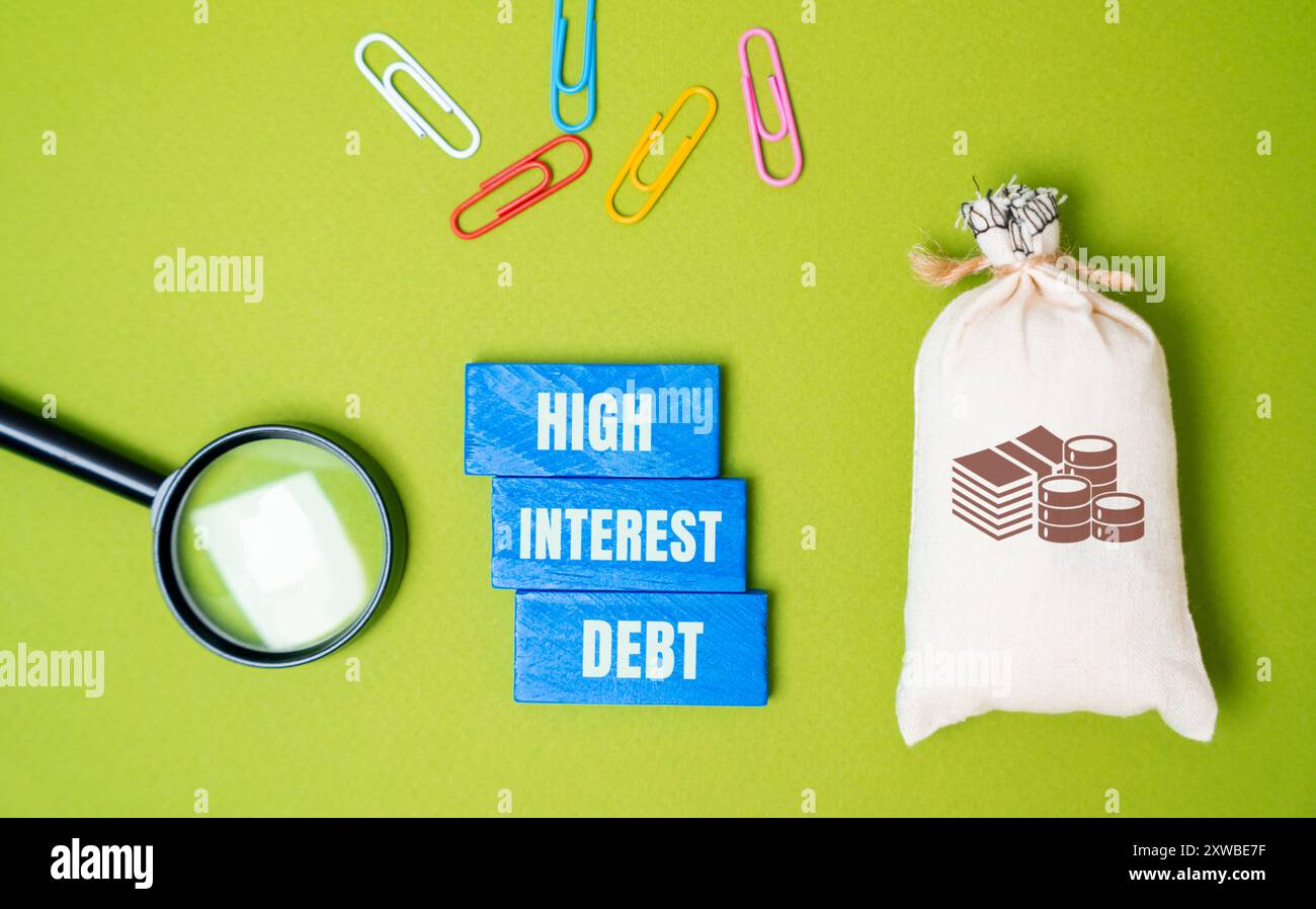 High-interest debt concept - borrowed money with a high interest rate ...