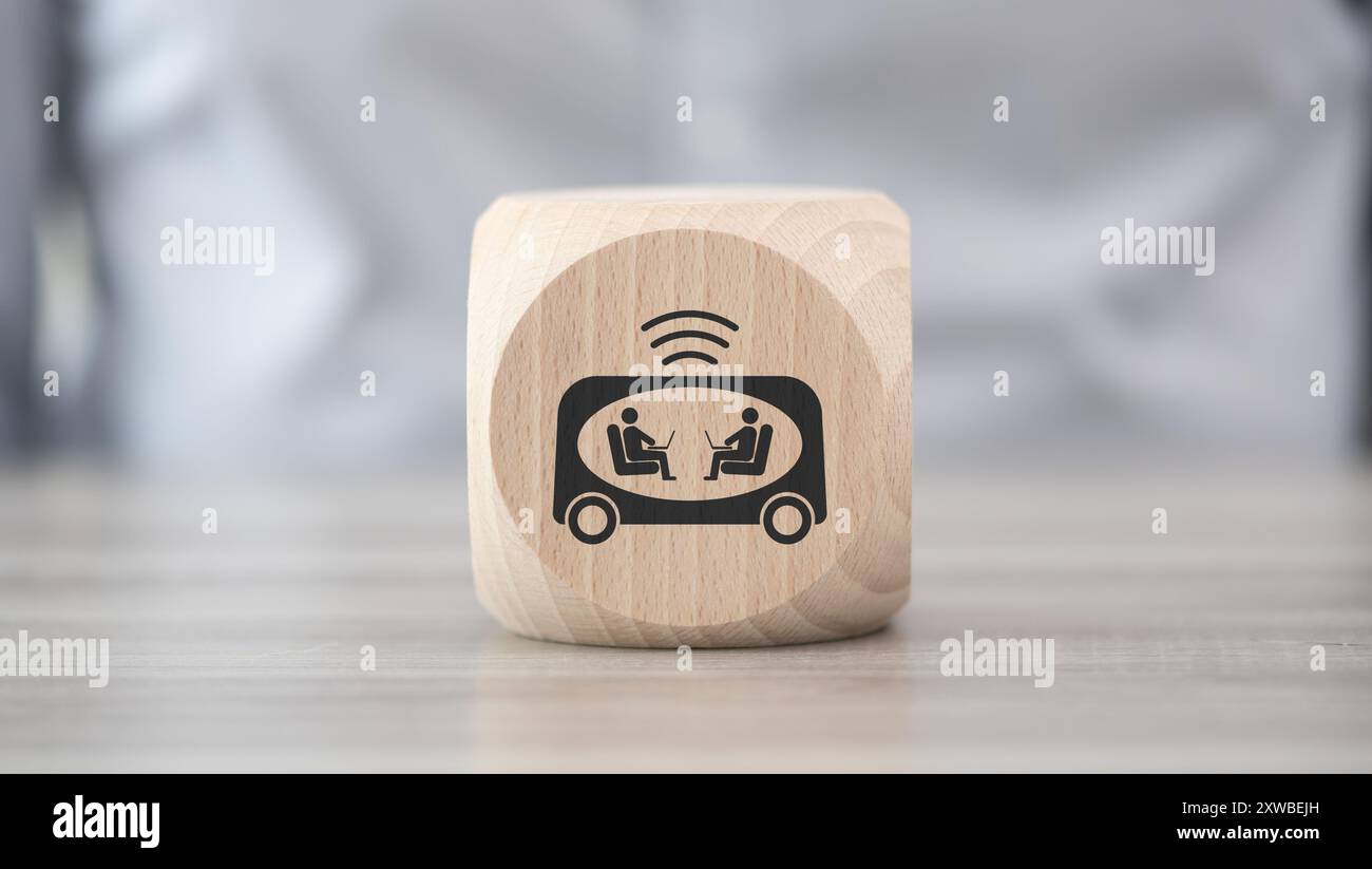 Wooden block with symbol of self-driving car concept Stock Photo - Alamy