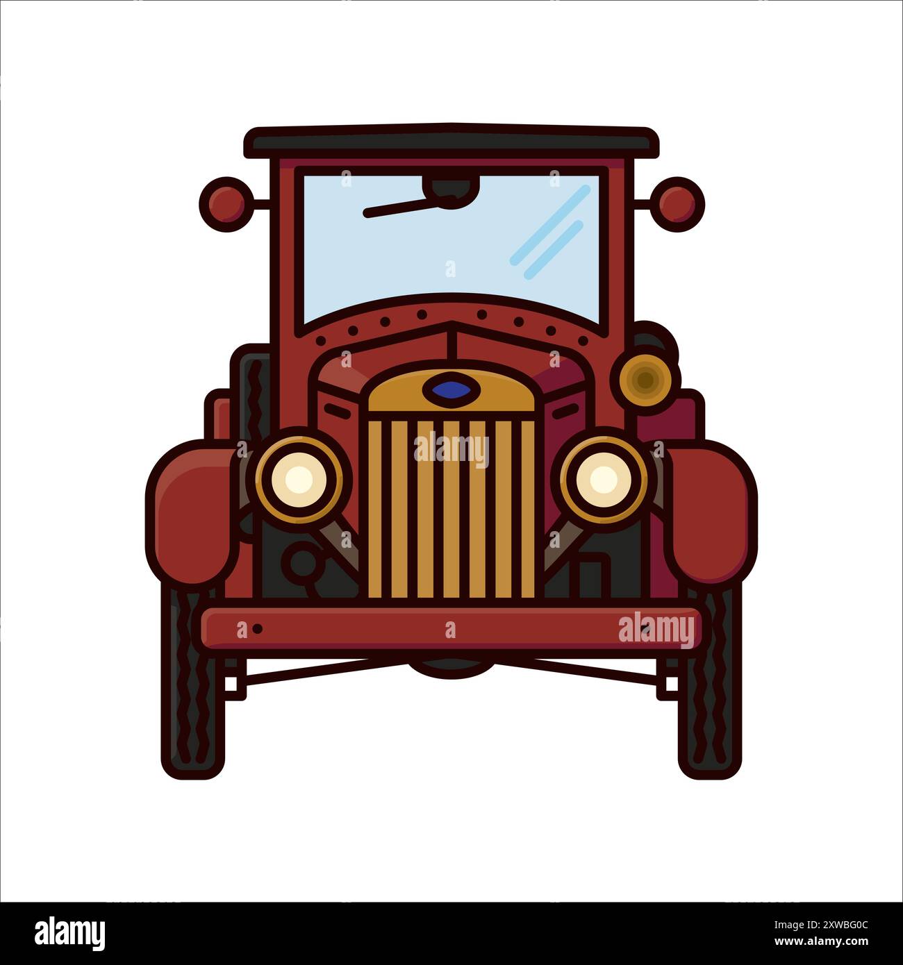 Vintage car from early 20th century frontal view isolated vector ...
