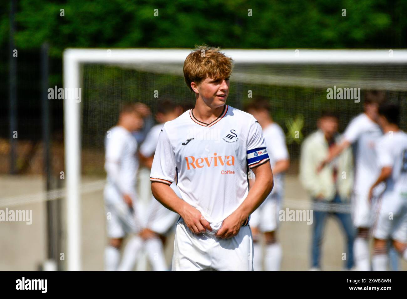 Landore, Swansea, Wales. 16 August 2024. Callum Deacon of Swansea City ...