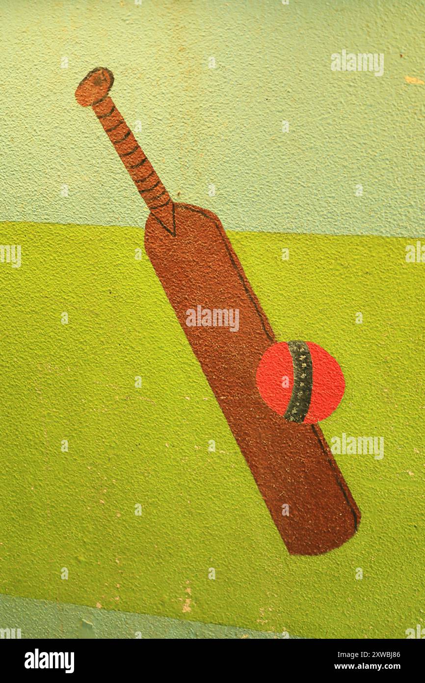 Fareham, Hampshire, England. 14 August 2024. A cricket bat and ball ...