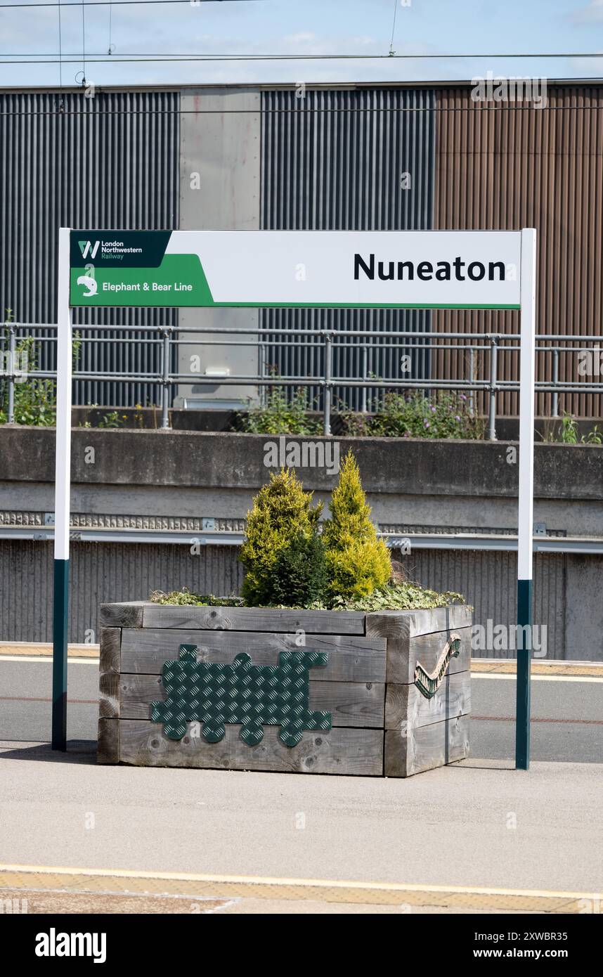 Nuneaton railway station sign, Warwickshire, England, UK Stock Photo ...
