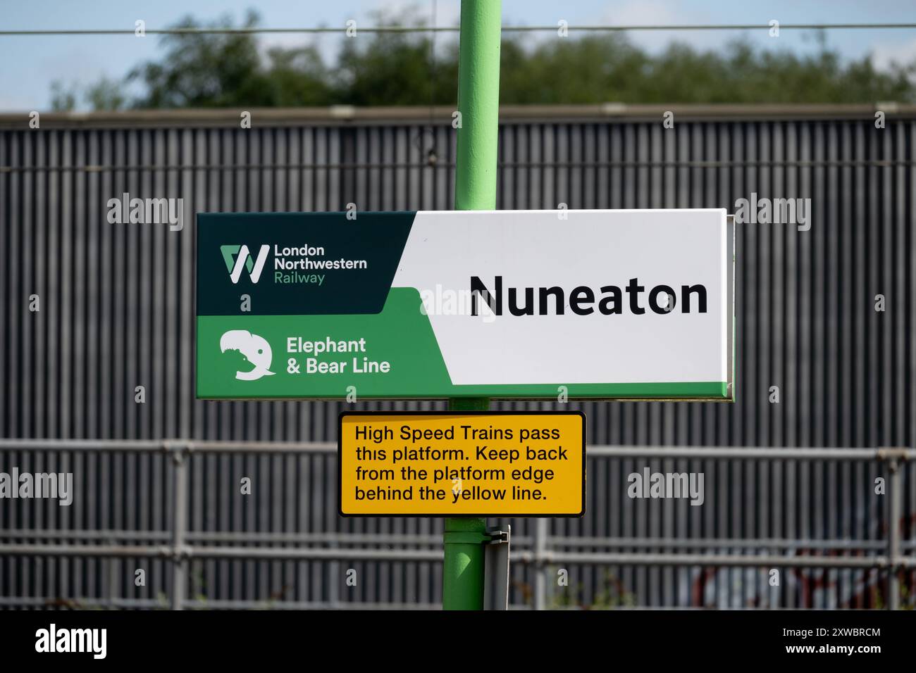 Nuneaton railway station sign, Warwickshire, England, UK Stock Photo ...