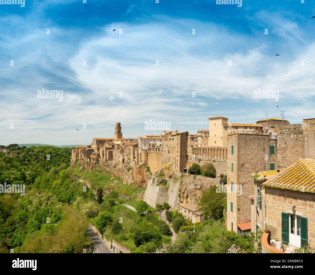 perspective view of Pitigliano Tuscan Hilltop Town, built on tufe in ...