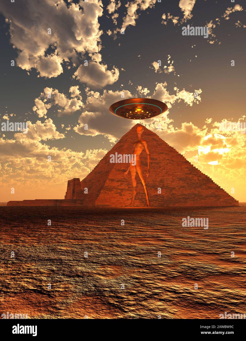 Alien Pyramid Builders Stock Photo - Alamy
