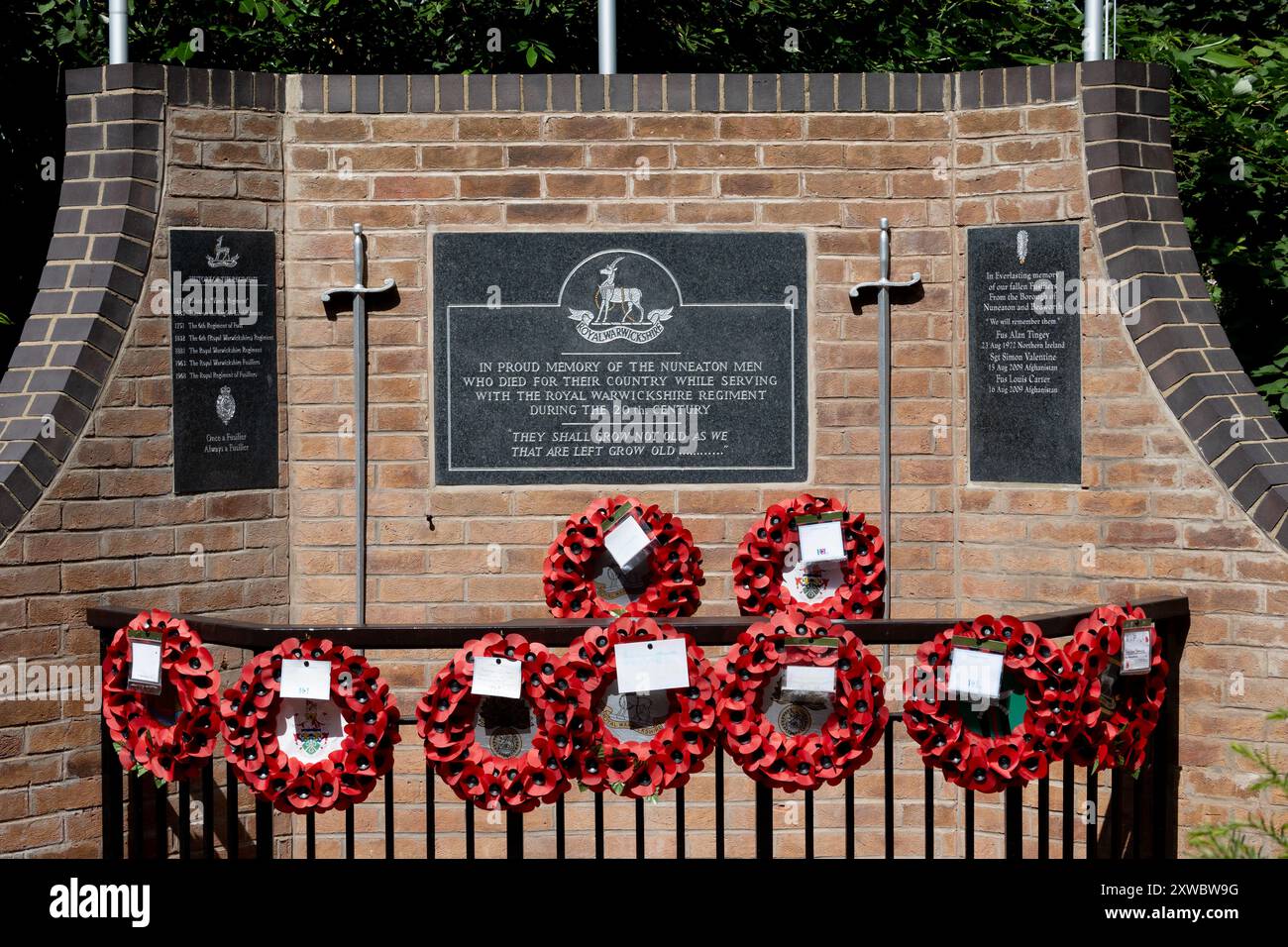 Royal Warwickshire Regiment memorial, Riversley Park, Nuneaton, Warwickshire, England, UK Stock ...