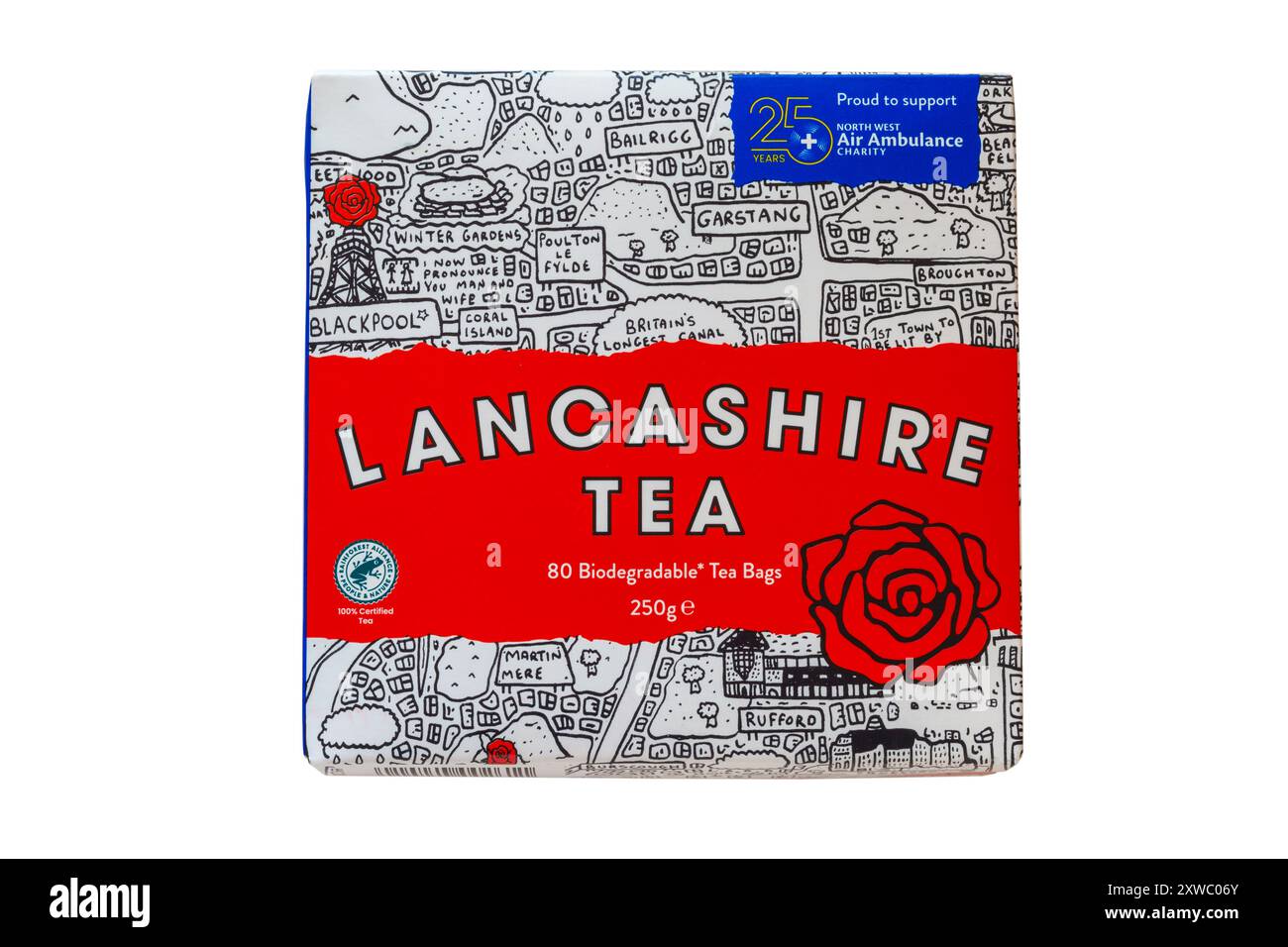 Box of Lancashire Tea teabags isolated on white background - 80 ...