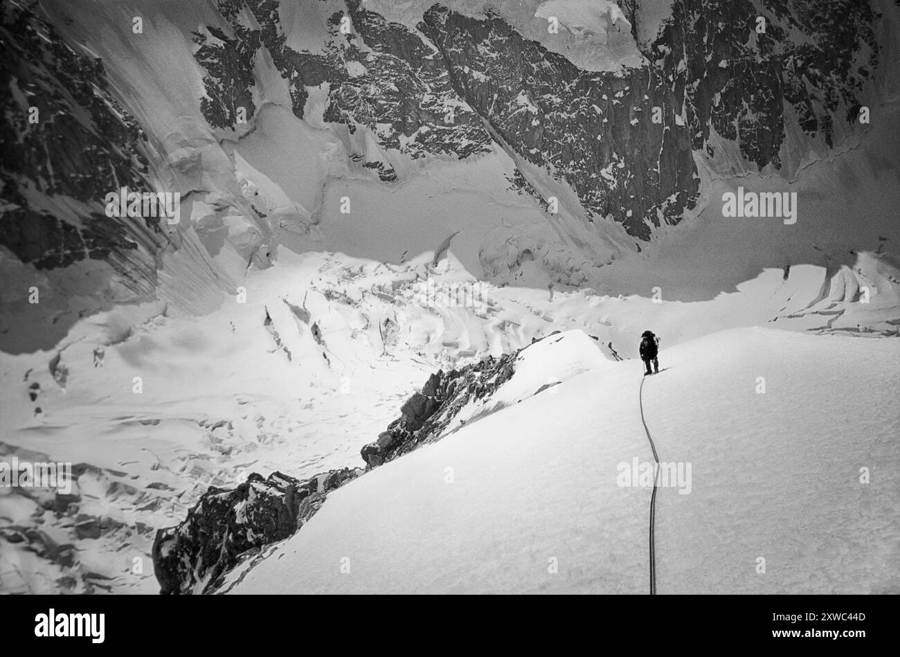 A man climbs the West Rib route on Denali, the highest peak in North ...